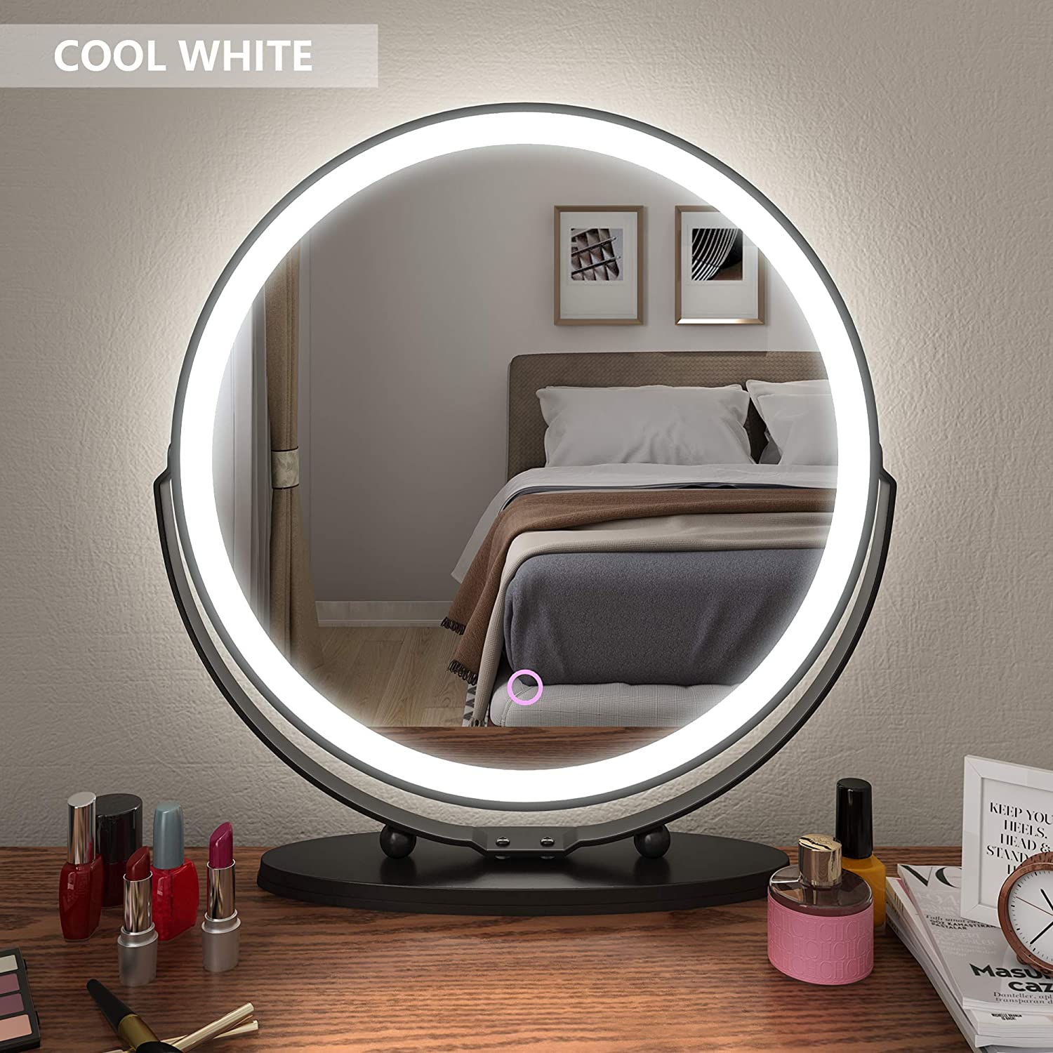 Ingle Home 20" Round Vanity Cosmetic Makeup LED light with Smart Touch