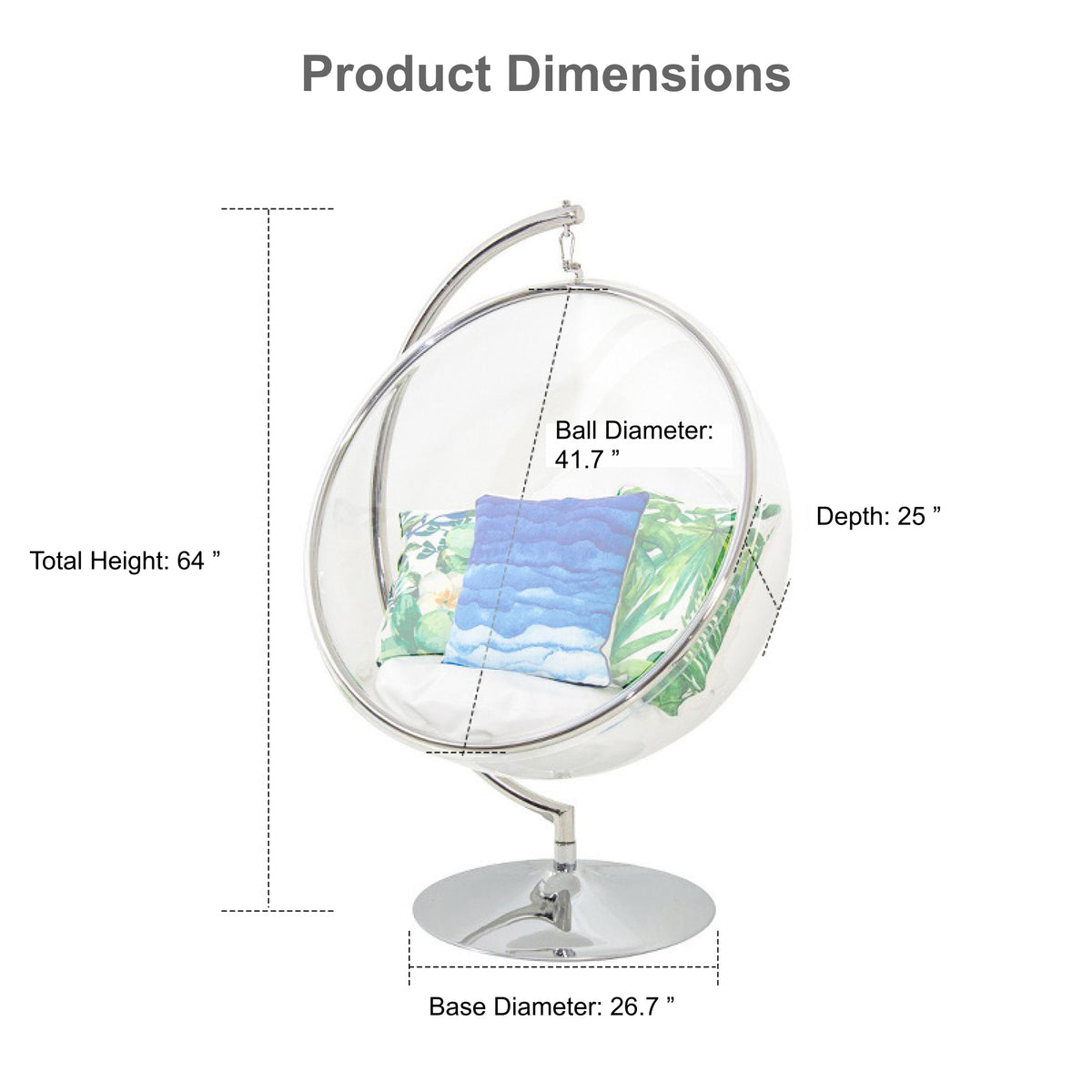 Designer Bubble Swing Chair Modern Bedroom Patio Home Accent Furniture ...