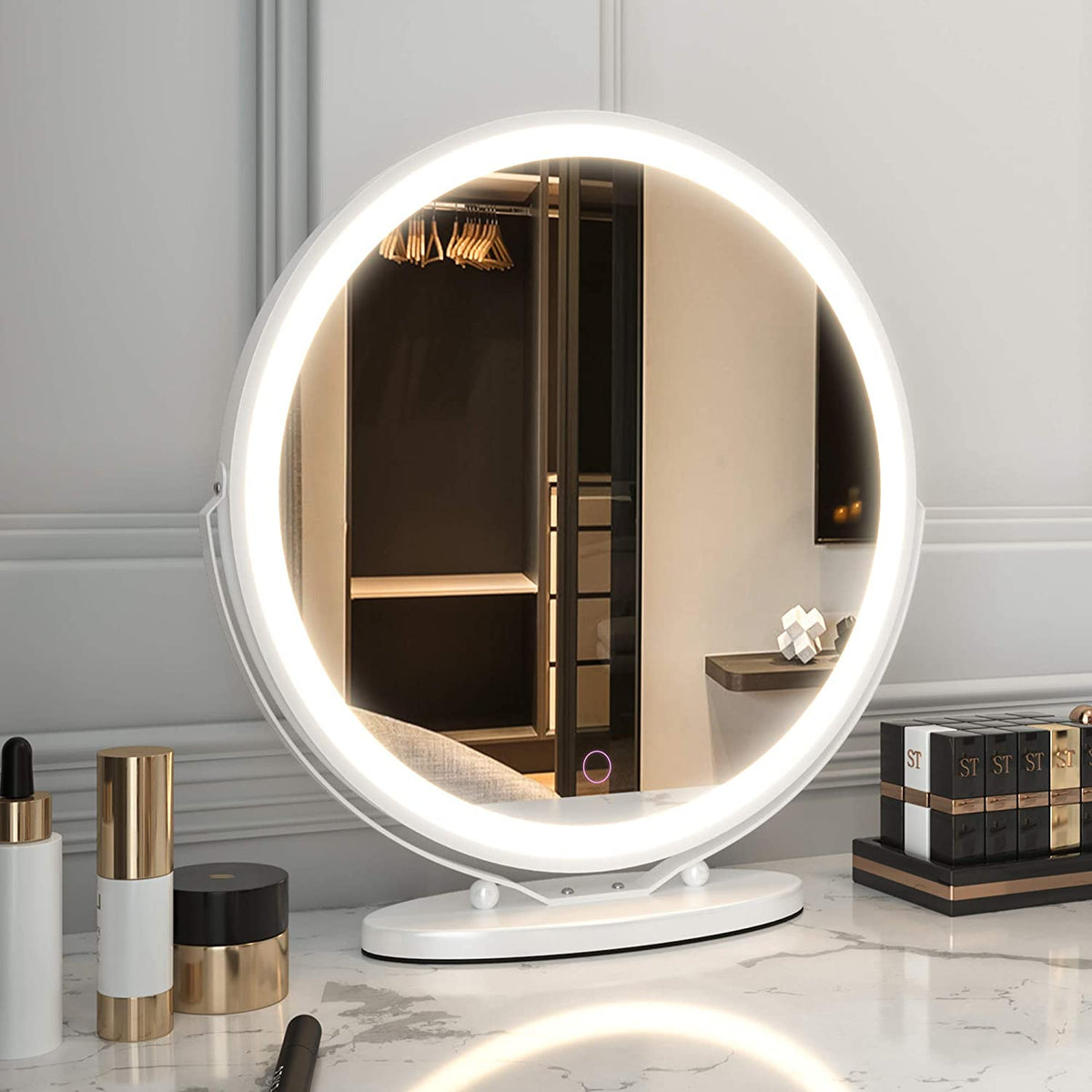 Ingle Home 20" Round Vanity Cosmetic Makeup LED light with Smart Touch